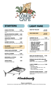 Menu - The Conch Cafe