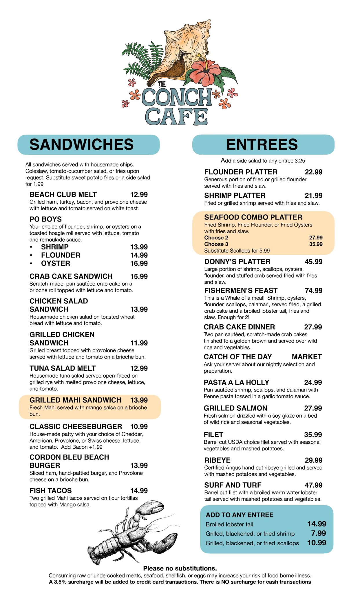 Menu - The Conch Cafe