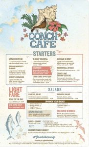 Menu - The Conch Cafe