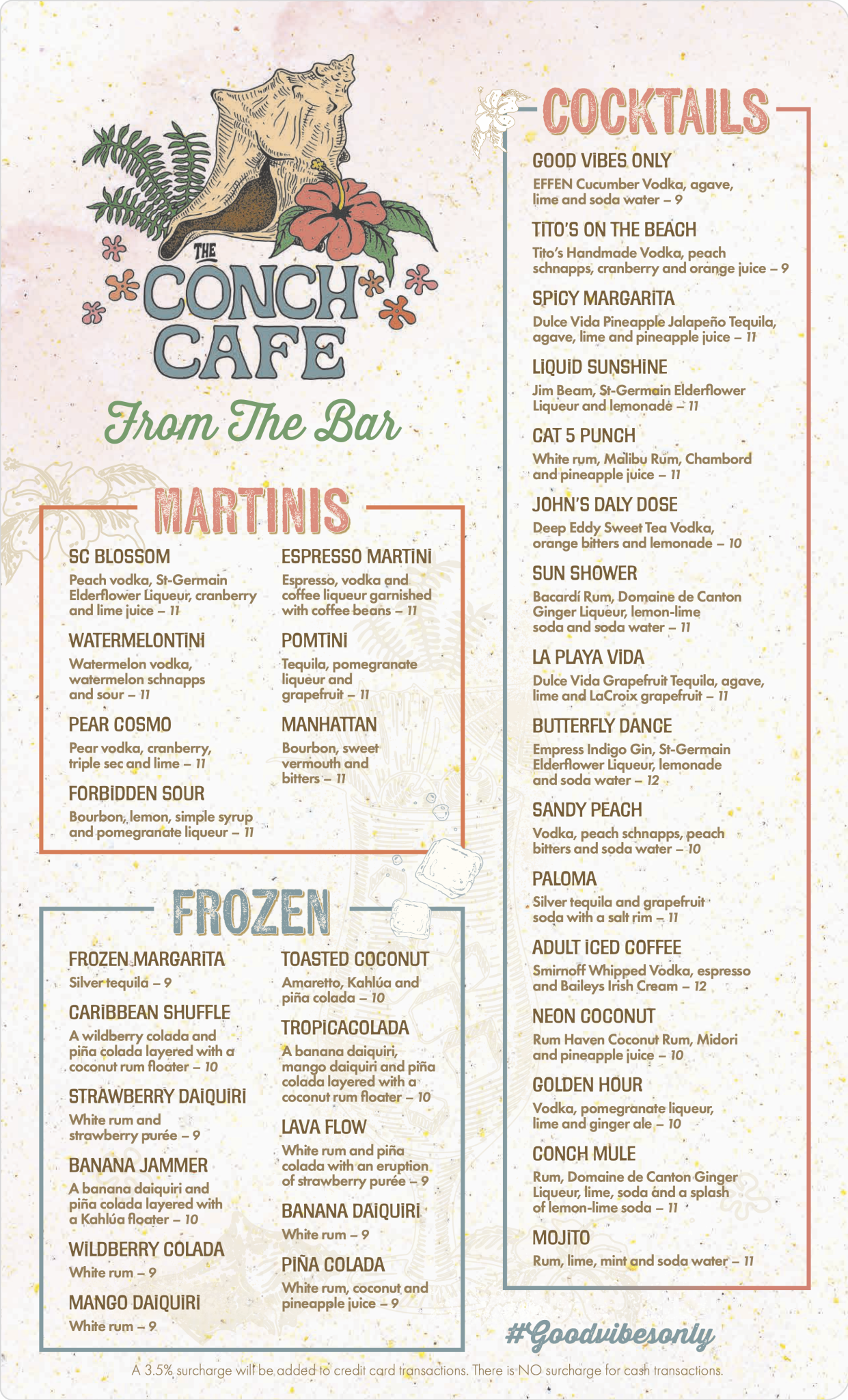 Menu - The Conch Cafe